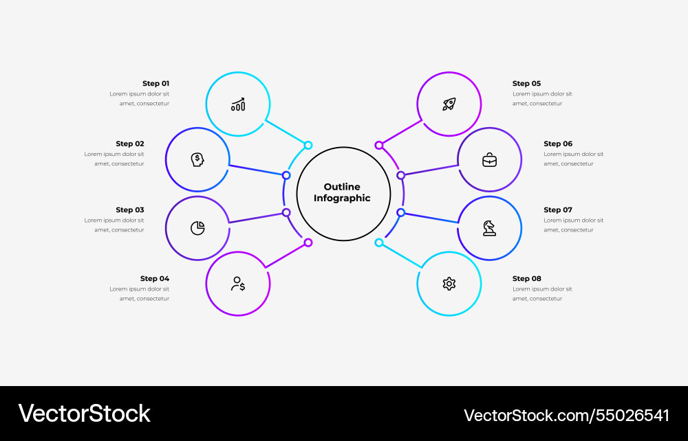 Eight-Step Process Chart Royalty Free Vector Image