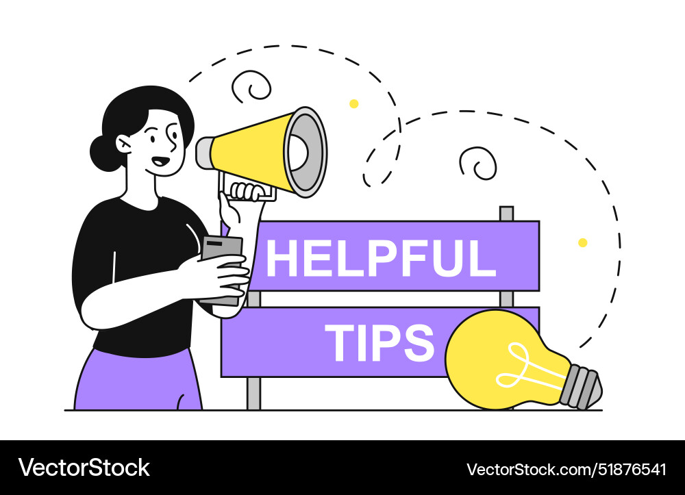 Helpful tips concept woman with loudspeaker Vector Image