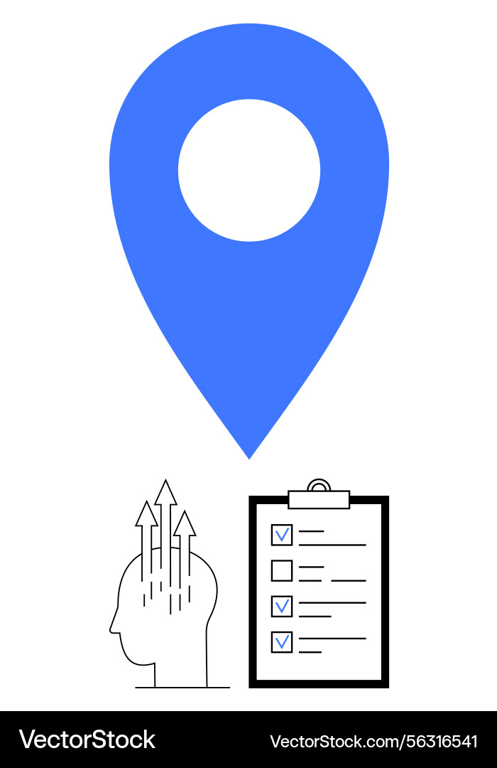 Location pin with growth mindset and checklist Vector Image