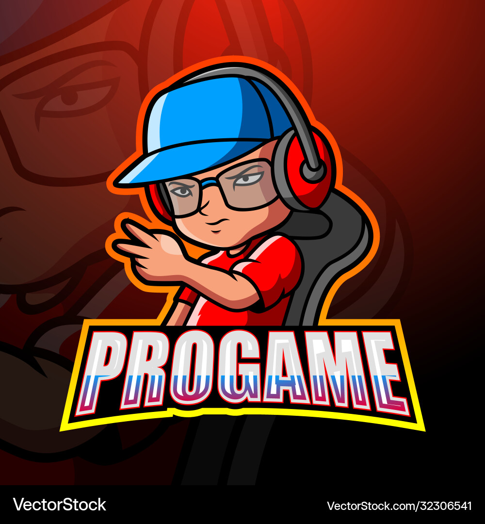 Pro gamer mascot esport logo design Royalty Free Vector