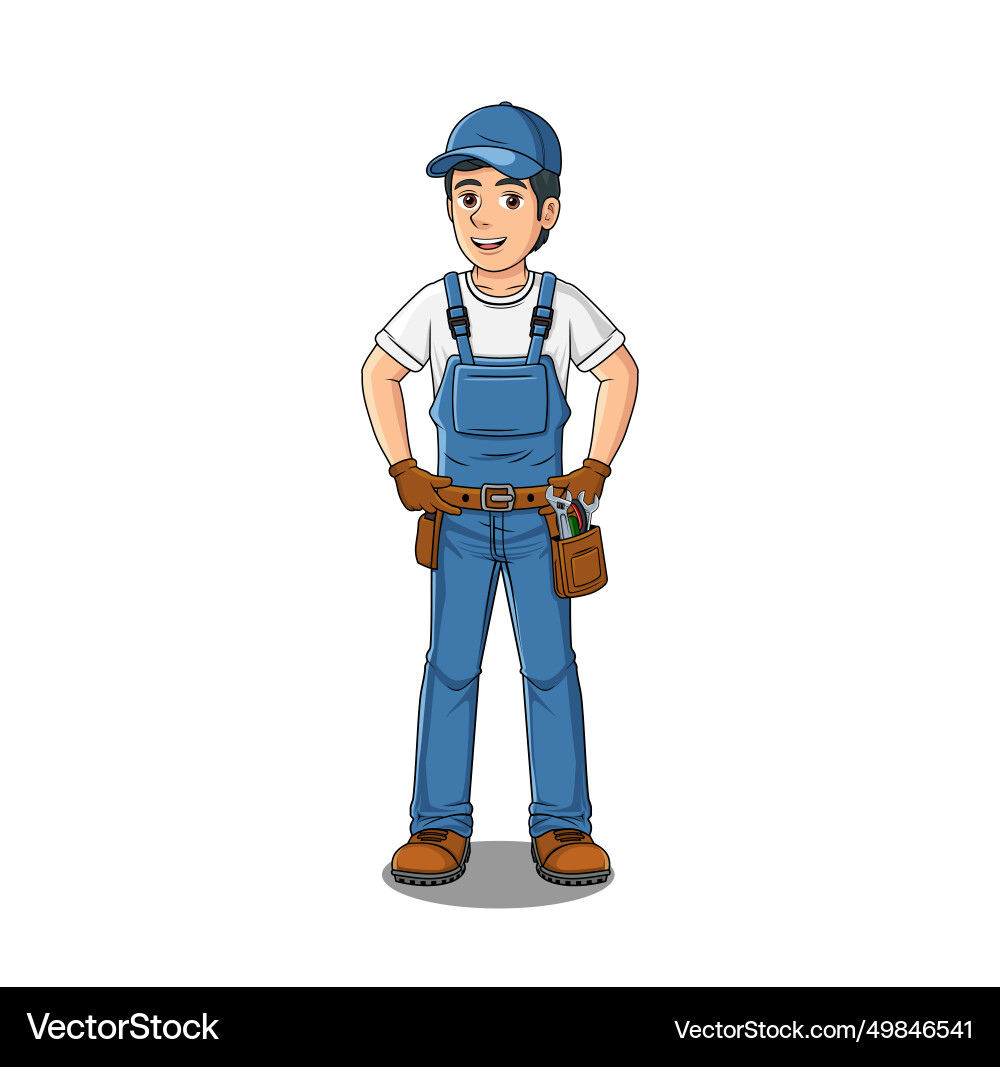 Technician cartoon character design Royalty Free Vector