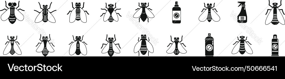 Tsetse fly icons set simple dangerous Royalty Free Vector