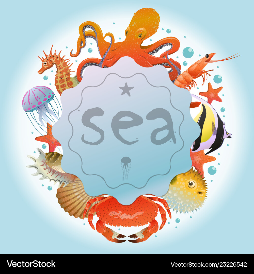 Cartoon light marine background Royalty Free Vector Image