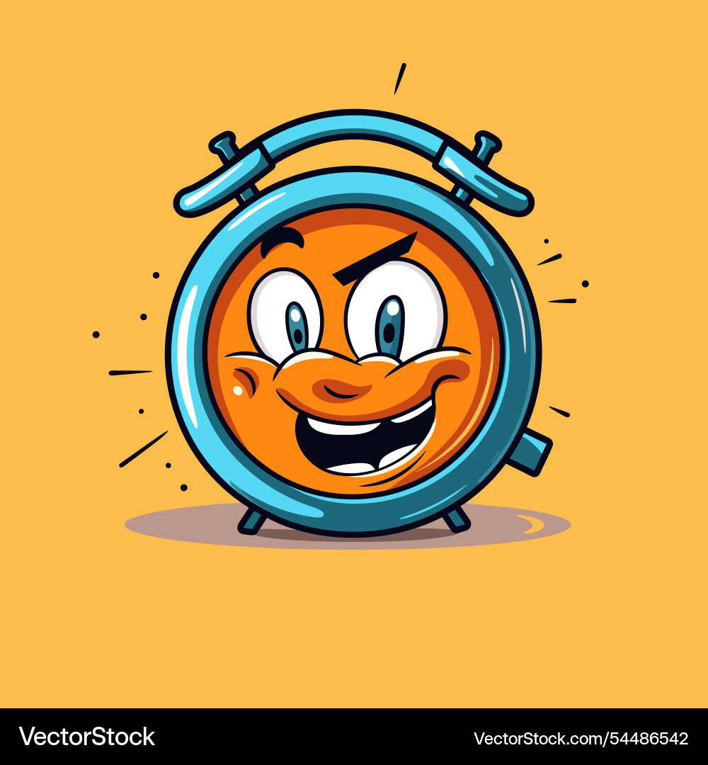 Cheerful cartoon alarm clock with a friendly face Vector Image