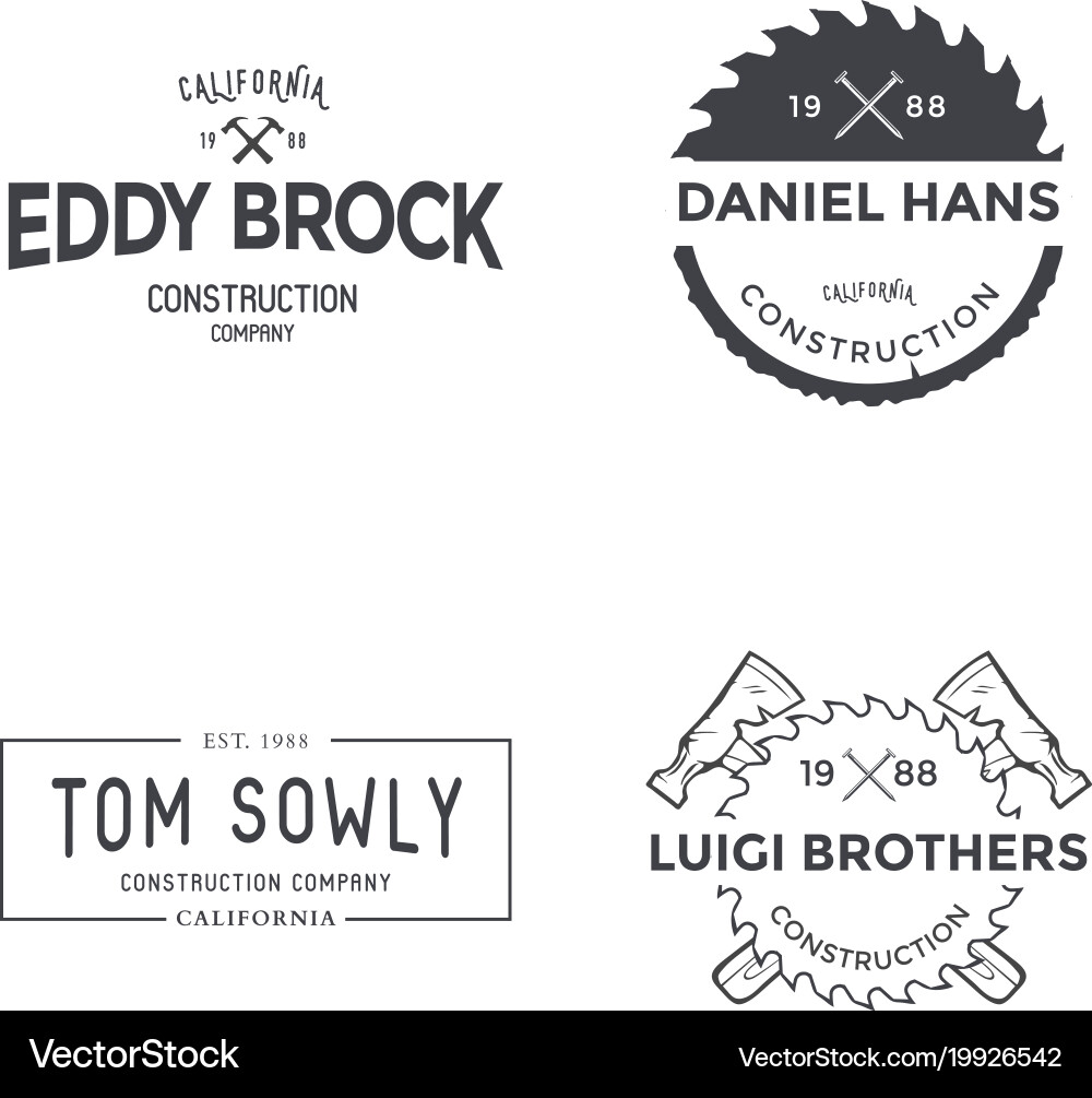 Construction company logo or label template Vector Image