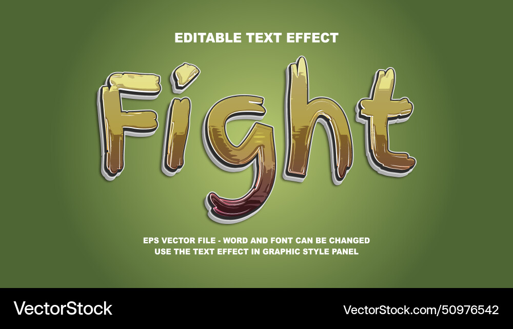 Editable text effect fight 3d template Royalty Free Vector