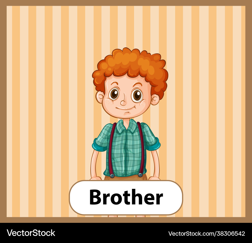 Educational english word card brother Royalty Free Vector