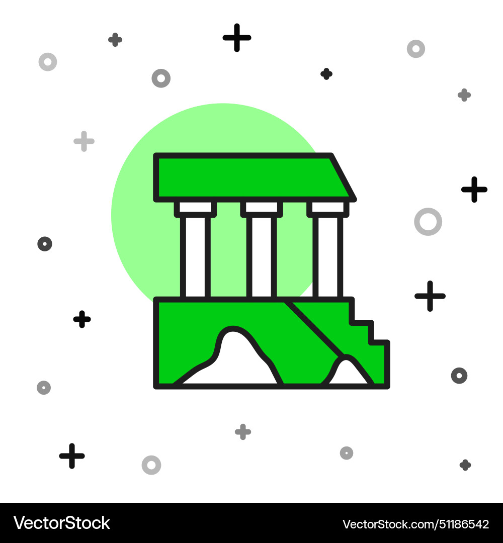 Filled outline parthenon from athens acropolis Vector Image