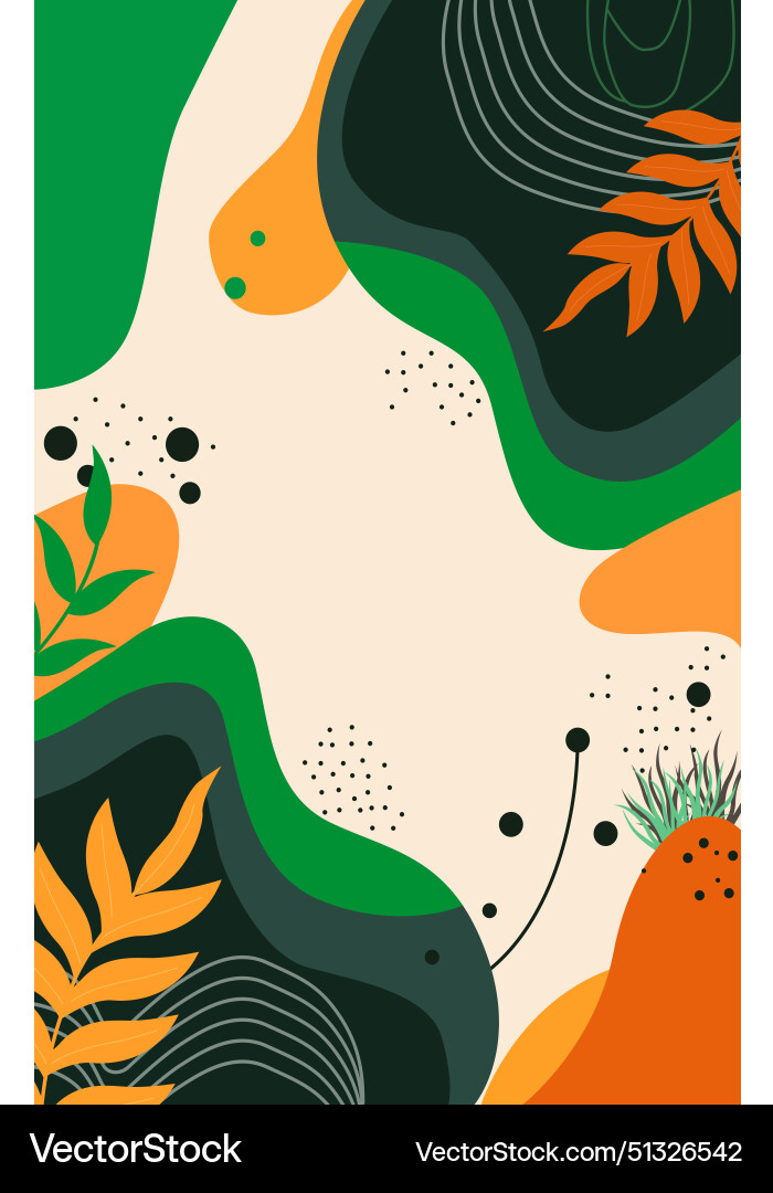 Green fluid frame template background with leaf Vector Image