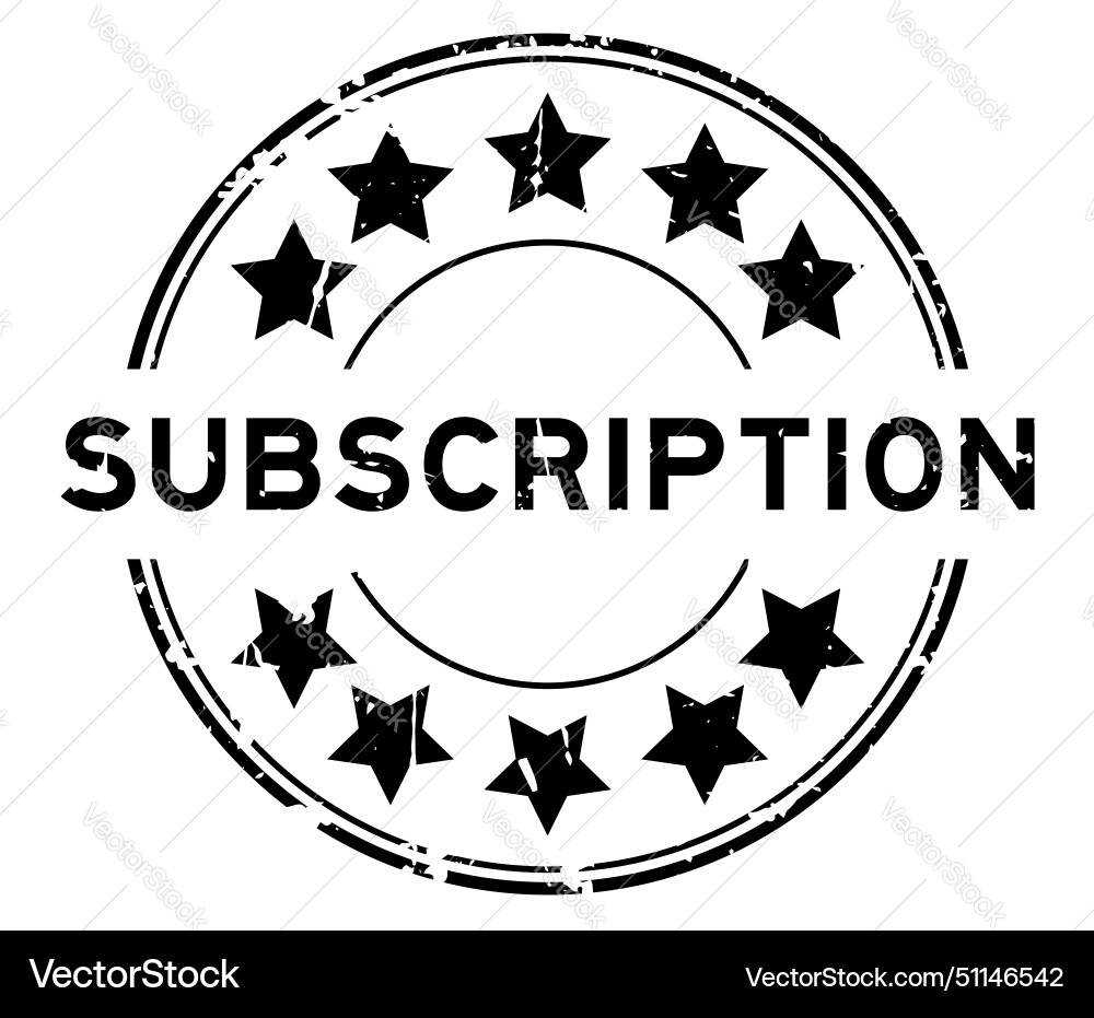 Grunge black subscription word with star icon Vector Image