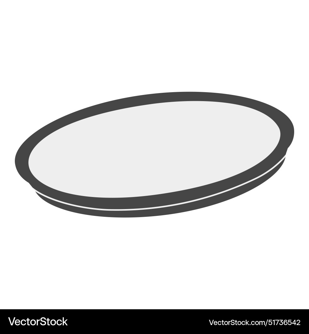 Hand drawn empty oval plate in grayscale Vector Image
