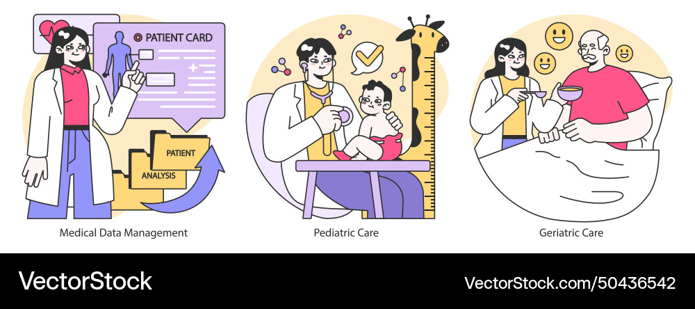 Medical care spectrum set flat Royalty Free Vector Image