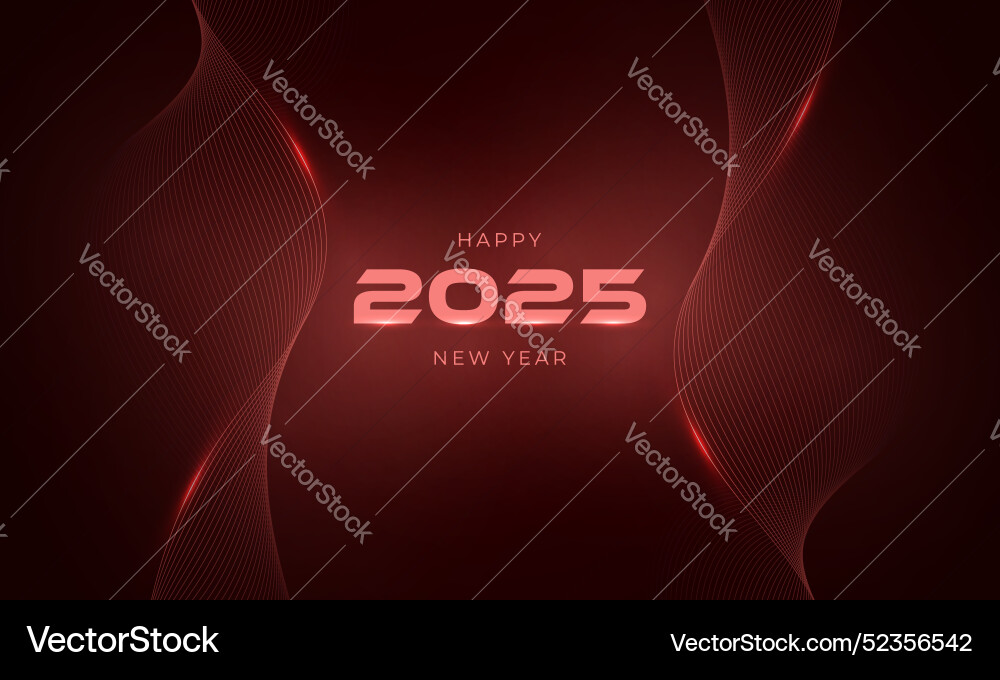 New year 2025 red festive background Royalty Free Vector