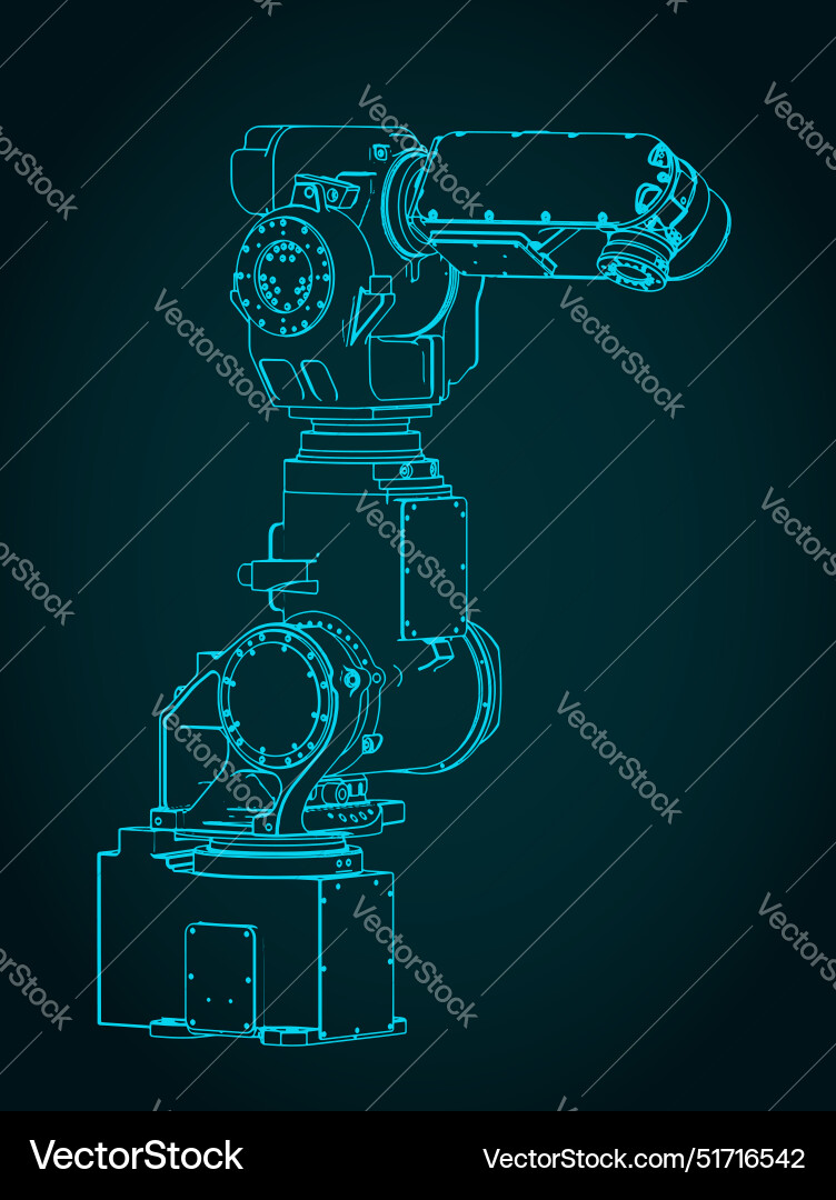 Robotic arm blueprint Royalty Free Vector Image