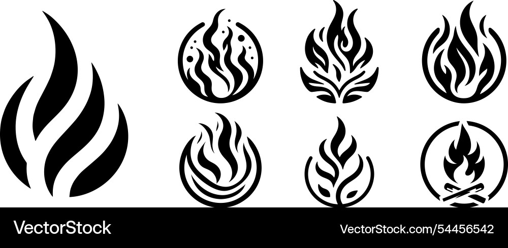Six abstract fire flame designs Royalty Free Vector Image