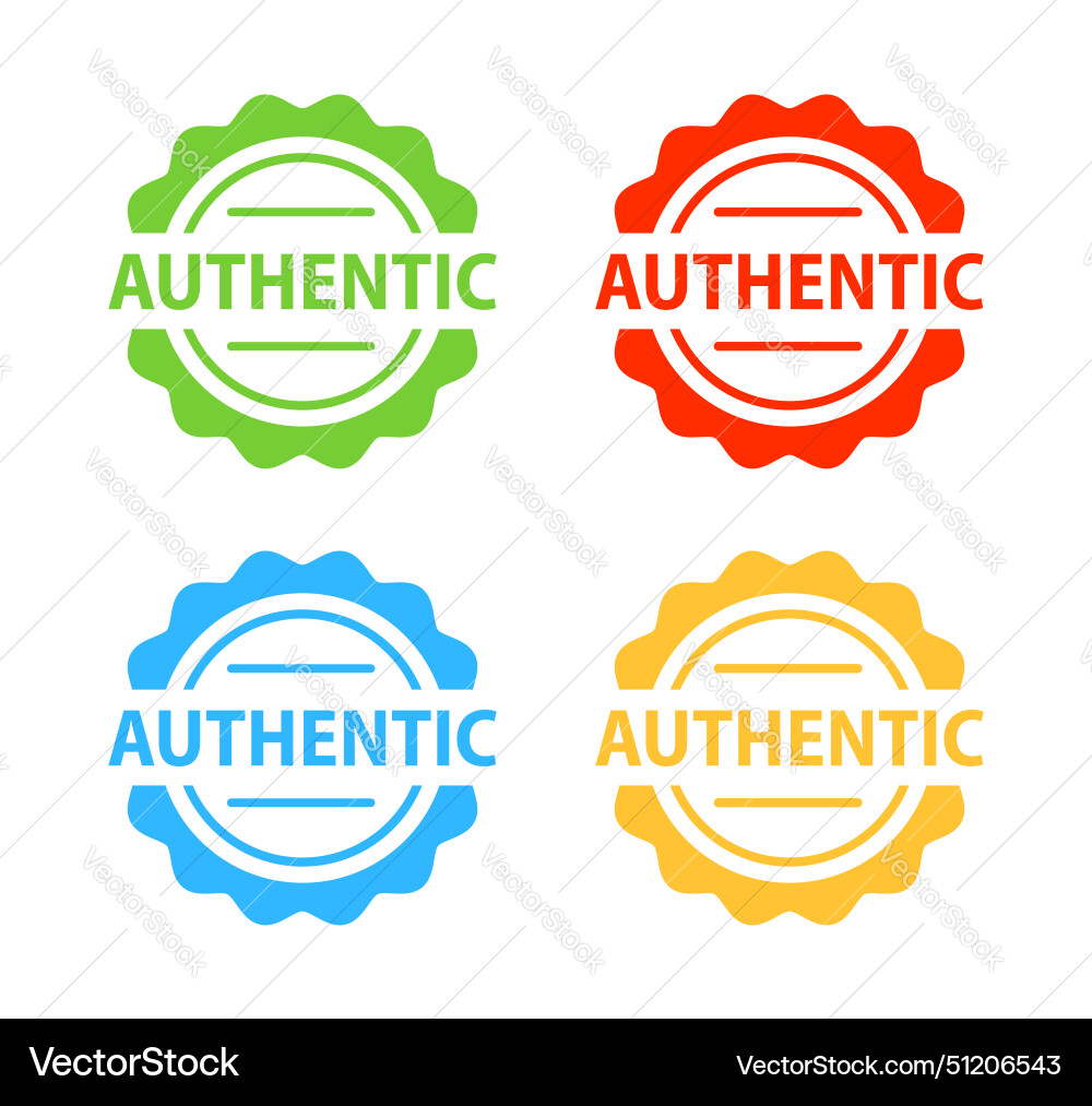 Authentic stickers colorful label on white Vector Image