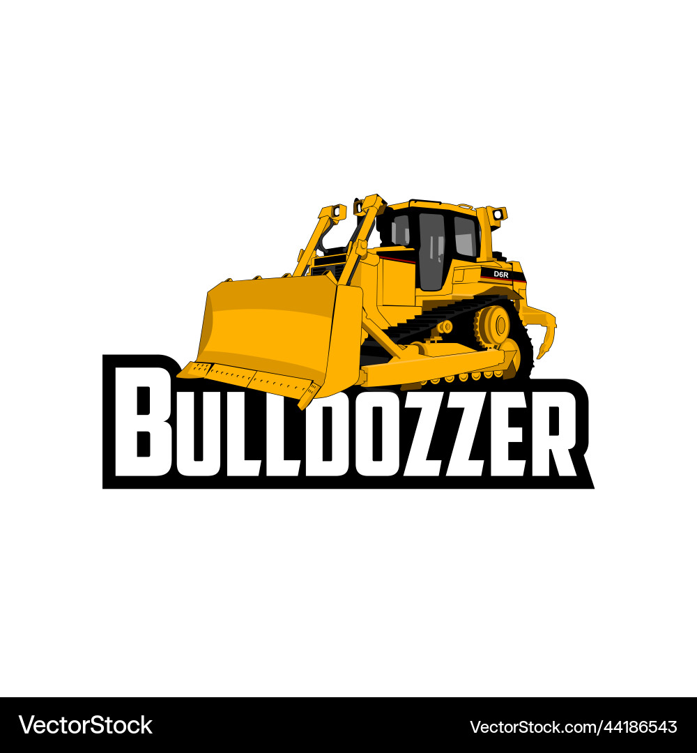 Bulldozer construction equipment logo Royalty Free Vector