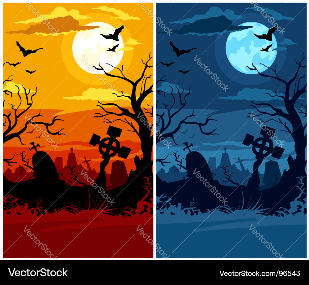 Halloween cemetery Royalty Free Vector Image - VectorStock