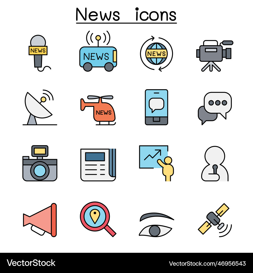 News color line icon set Royalty Free Vector Image