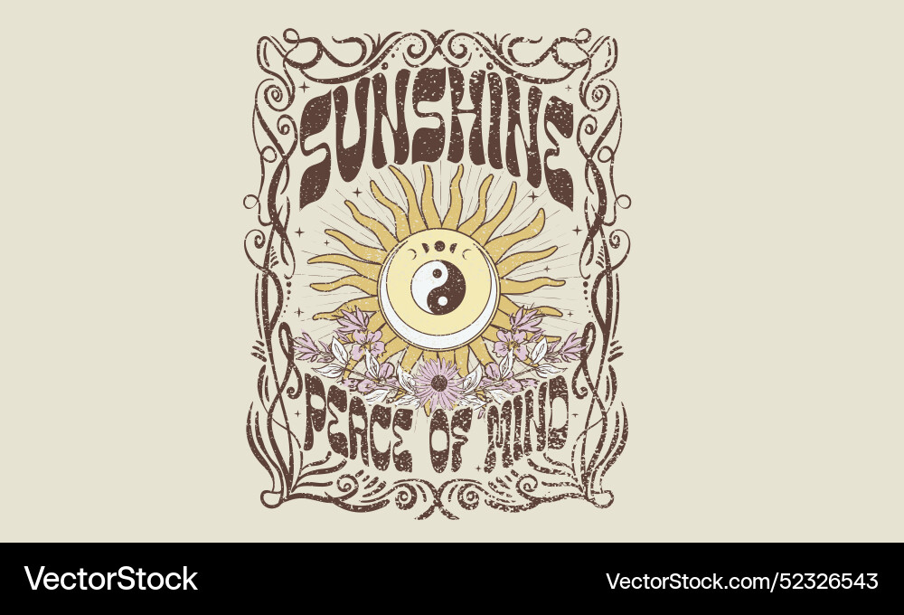 Sun moon with flower artwork Royalty Free Vector Image