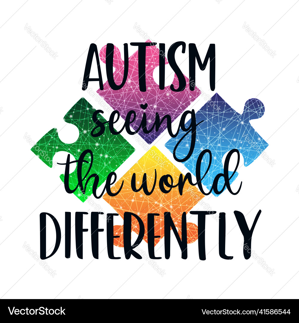 Autism awareness text Royalty Free Vector Image