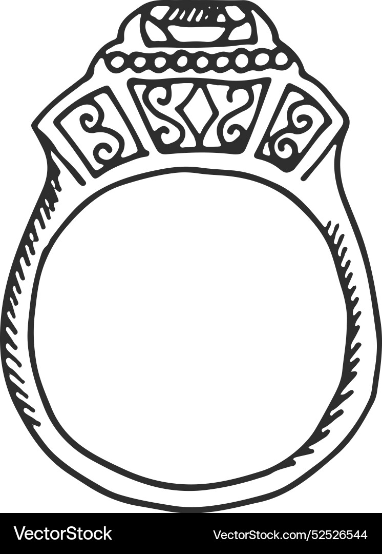 Diamond ring sketch hand drawn elegant jewelry Vector Image