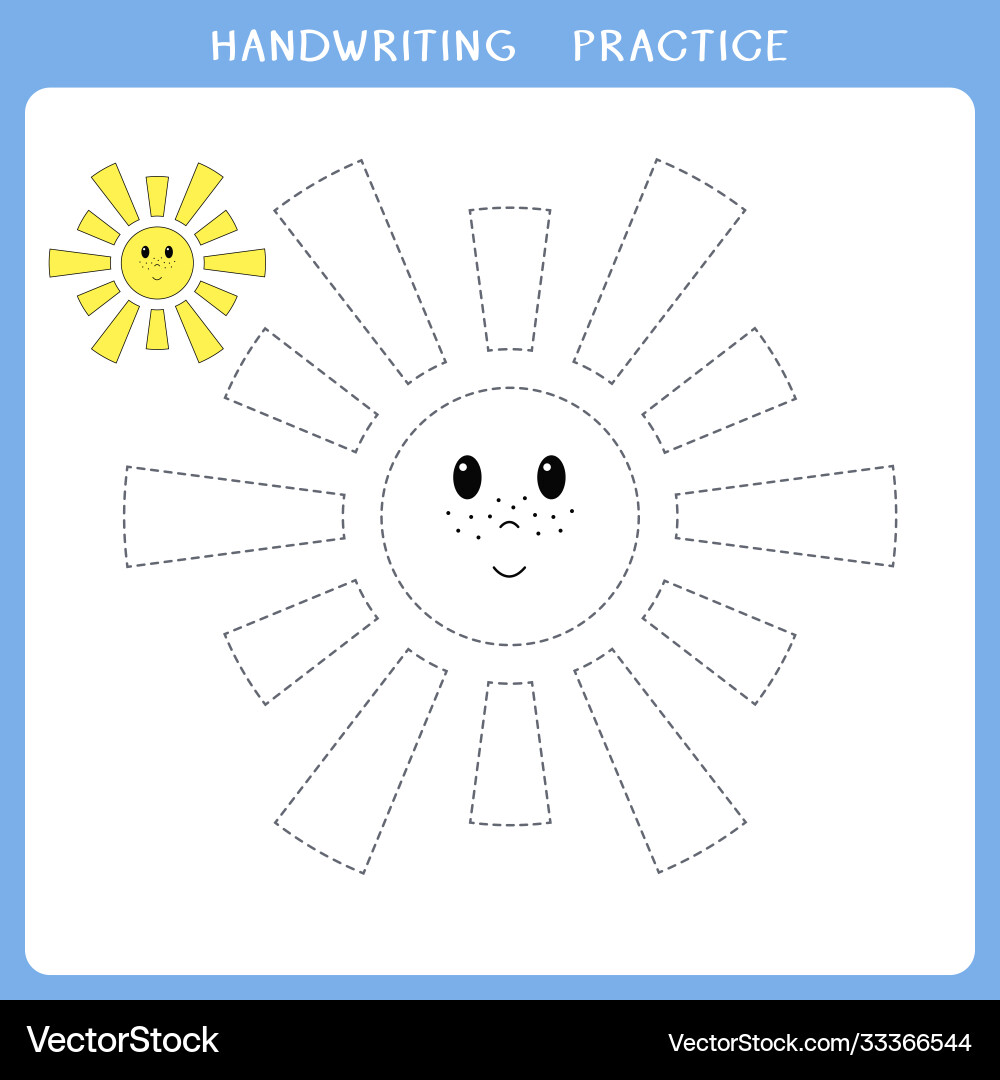 Handwriting practice sheet Royalty Free Vector Image