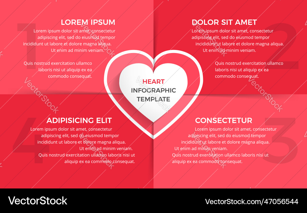 Heart infographics with 4 elements Royalty Free Vector Image