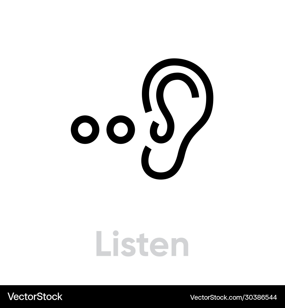 Listen icon editable outline Royalty Free Vector Image