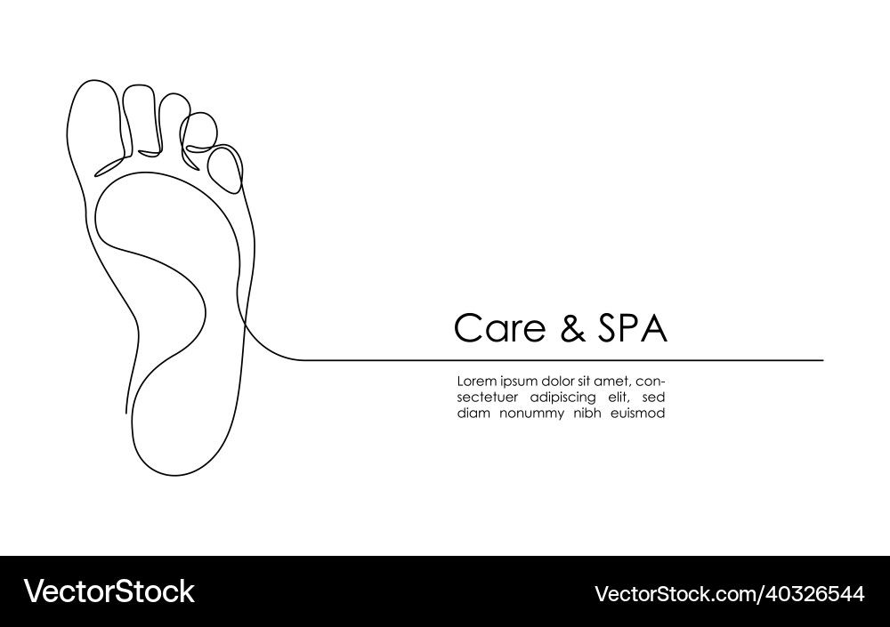 One continuous line drawing of bare foot gentle Vector Image