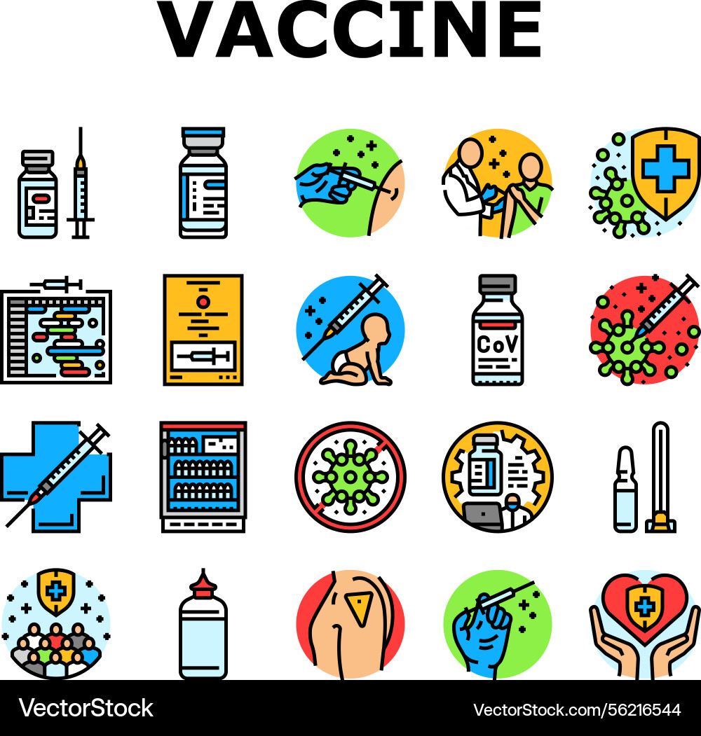 Vaccine immunization syringe icons set Royalty Free Vector