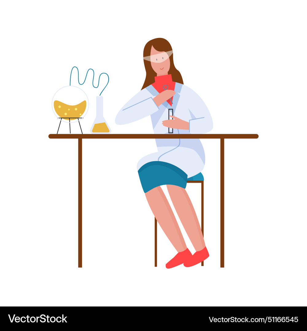 Chemist holding test tube for chemical experiment Vector Image
