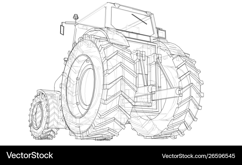 Farm Tractor Blueprint Royalty Free Vector Image
