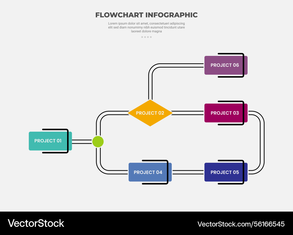 Flowchart infographic outline style Royalty Free Vector