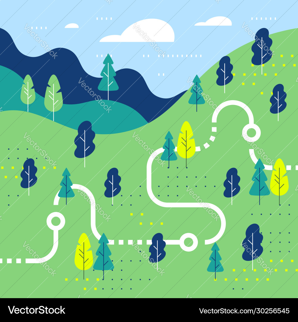 Hiking map forest trail running or cycling path Vector Image