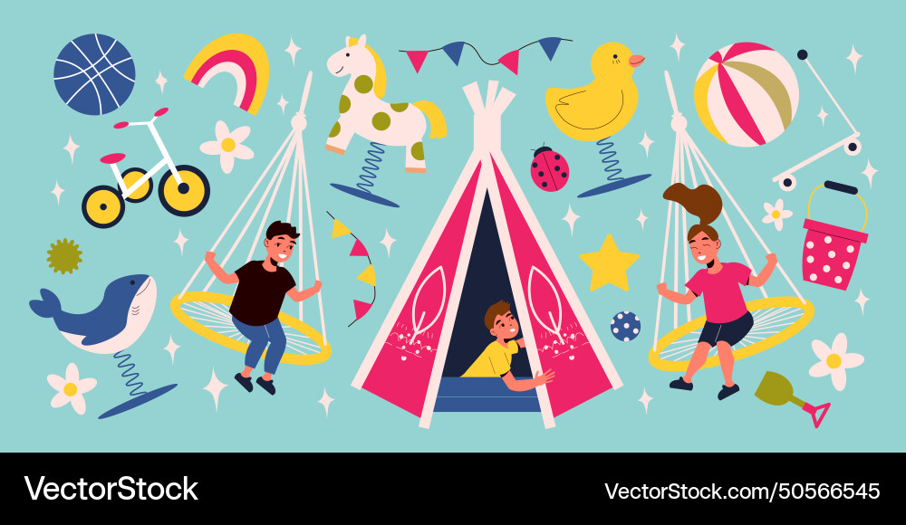Kids playground set Royalty Free Vector Image - VectorStock