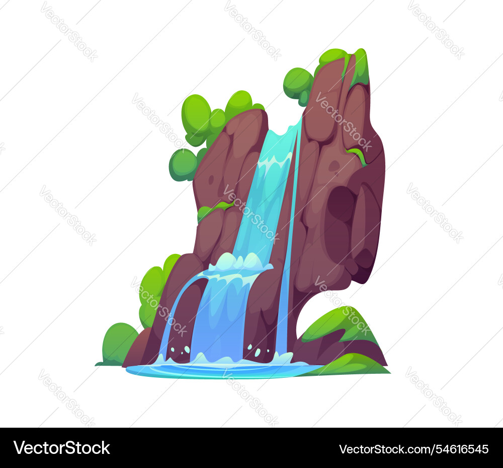 Mountain Waterfall Scene Royalty Free Vector Image