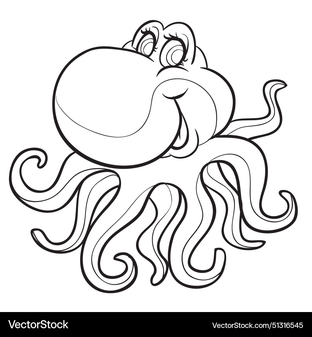 Smiling octopus with eight tentacles Royalty Free Vector