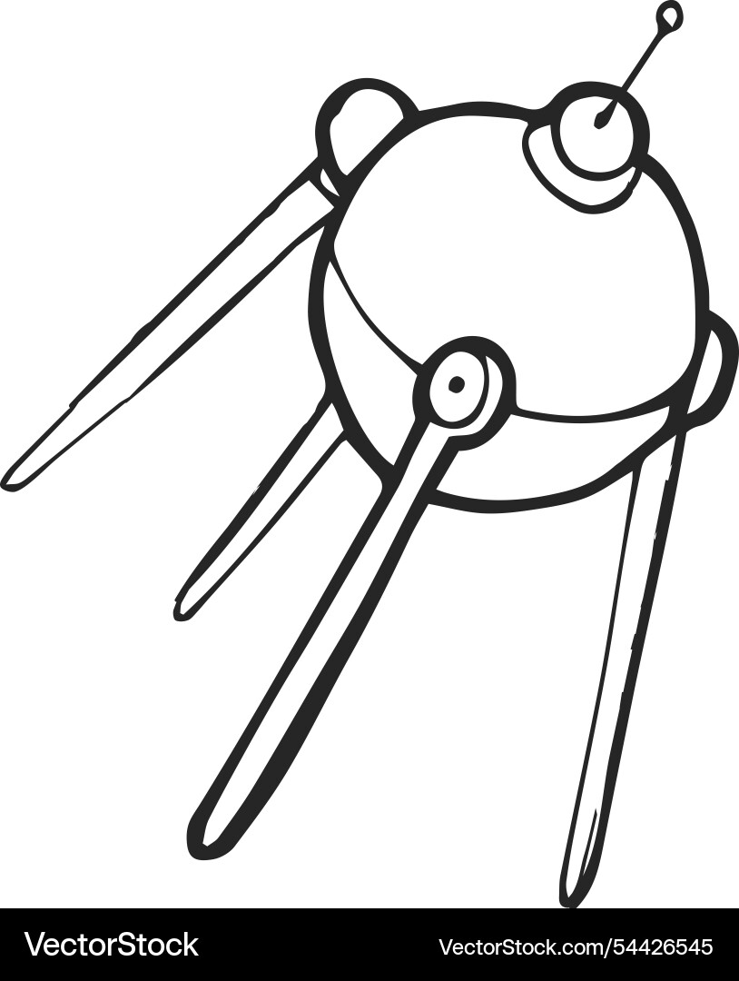 Sputnik doodle space retro artificial satellite Vector Image