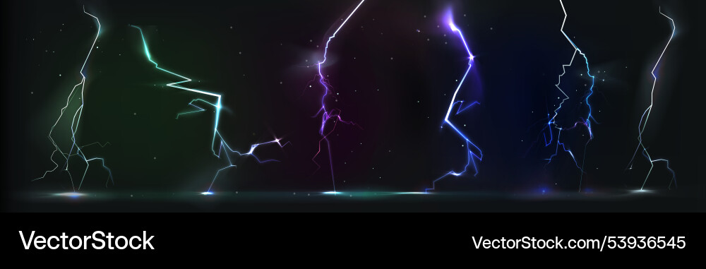 Thunder bolt and vertical bright lightning Vector Image