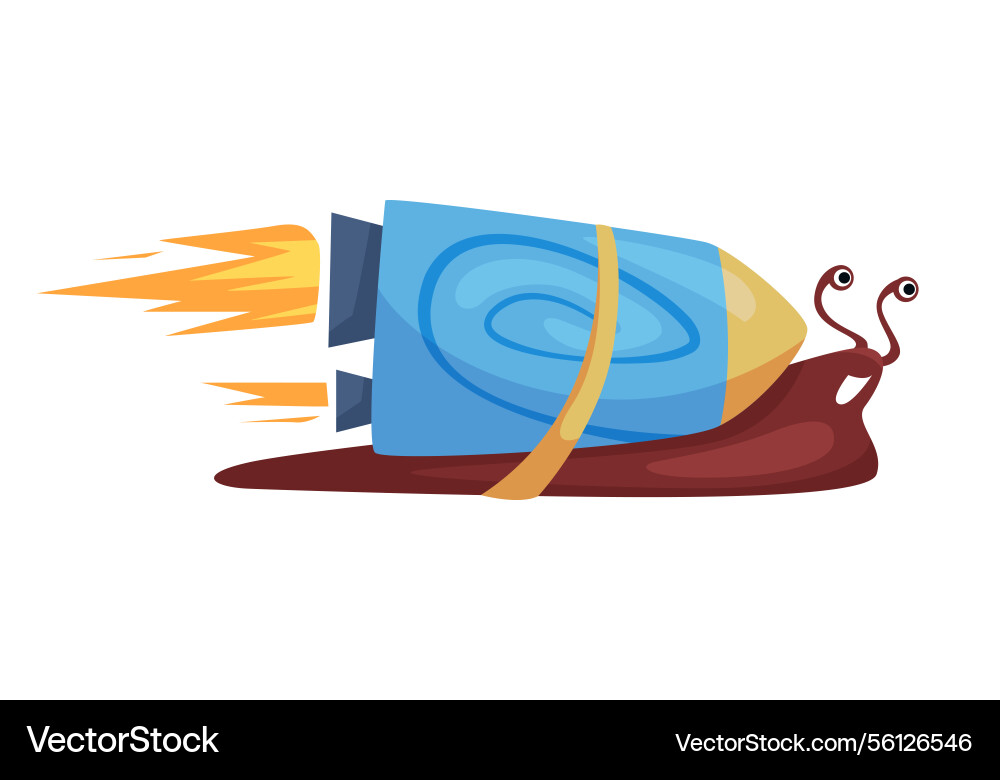 A rocketpowered snail in incredible motion Vector Image