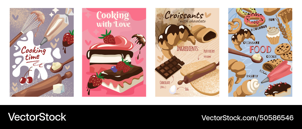 Bakery cake dessert menu bake poster cafe Vector Image