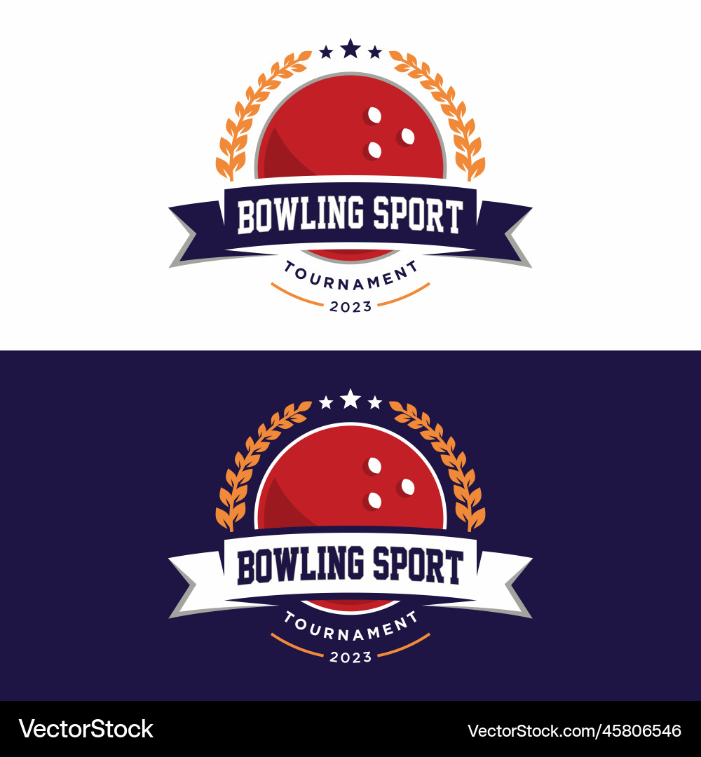 Bowling sports badge emblem logo Royalty Free Vector Image