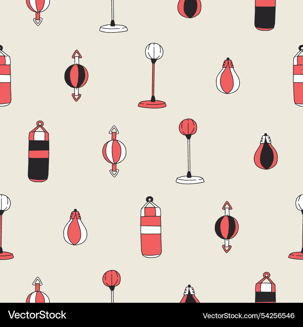 Collection of boxing bag seamless pattern Vector Image