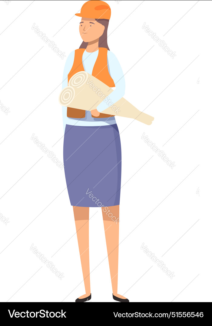 Confident female architect holding blueprints Vector Image