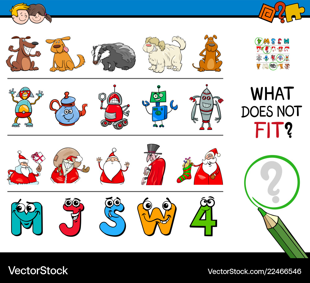 Find mismatched picture in a row educational Vector Image