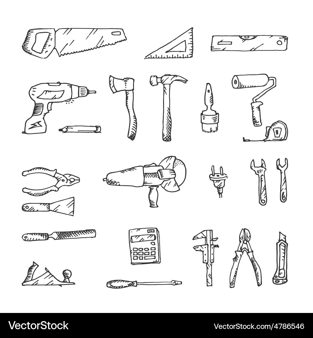 Freehand drawing construction Royalty Free Vector Image