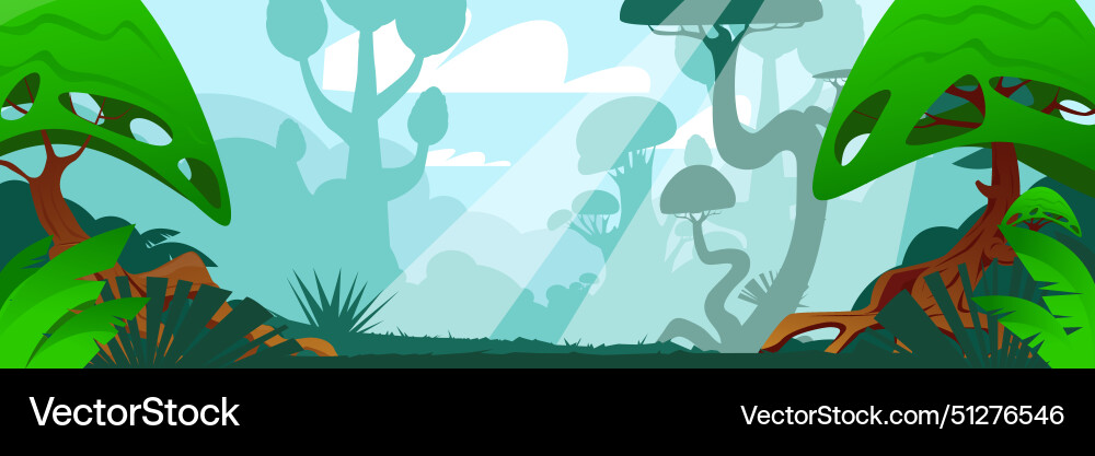 Magic forest landscape fancy shape trees Vector Image