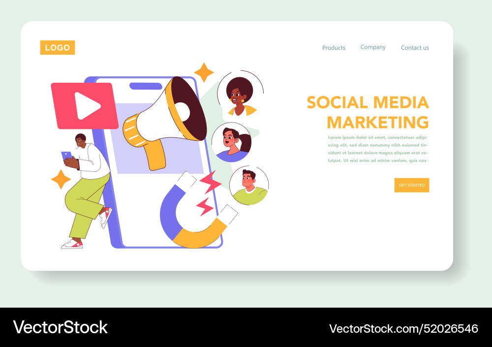 Social media marketing flat Royalty Free Vector Image