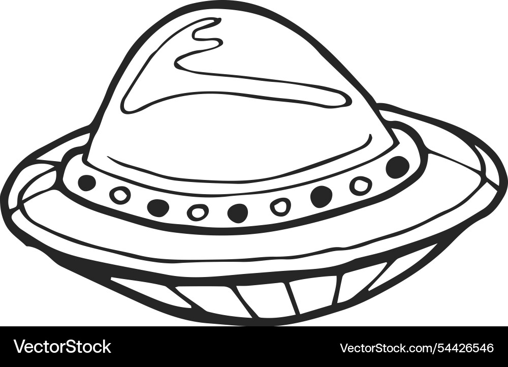 Ufo ship doodle alien spaceship line drawing Vector Image